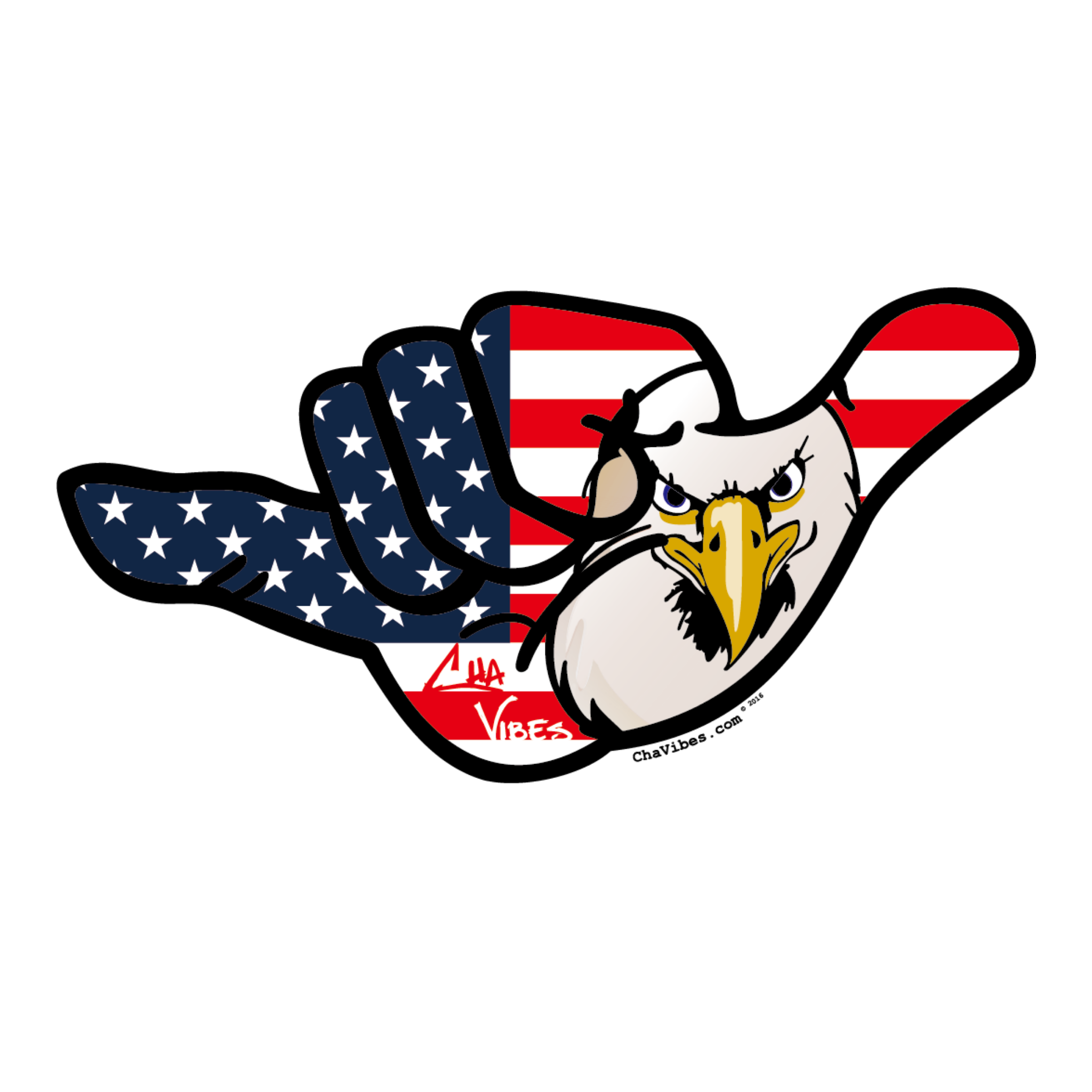 Usa Flat Cha Shaka Sticker Cha Vibes Shaka Love